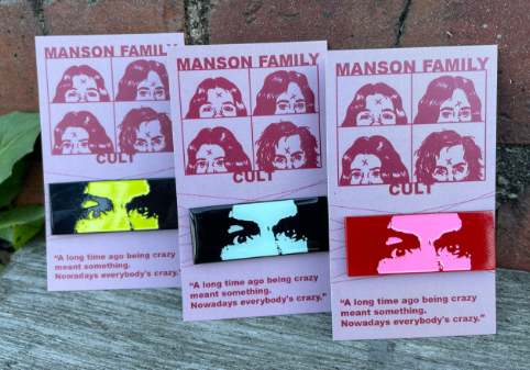 CHARLES MANSON EYES ENAMEL PIN – Technique Records LLC